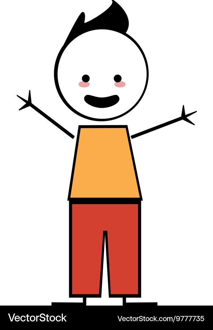 Happy boy with open arms icon stick figure Vector Image