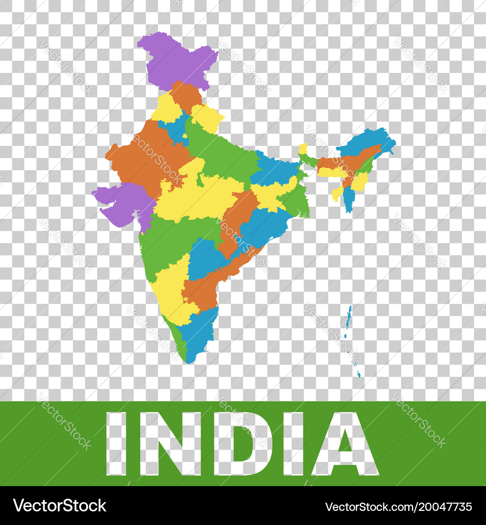 India map with federal states flat Royalty Free Vector Image