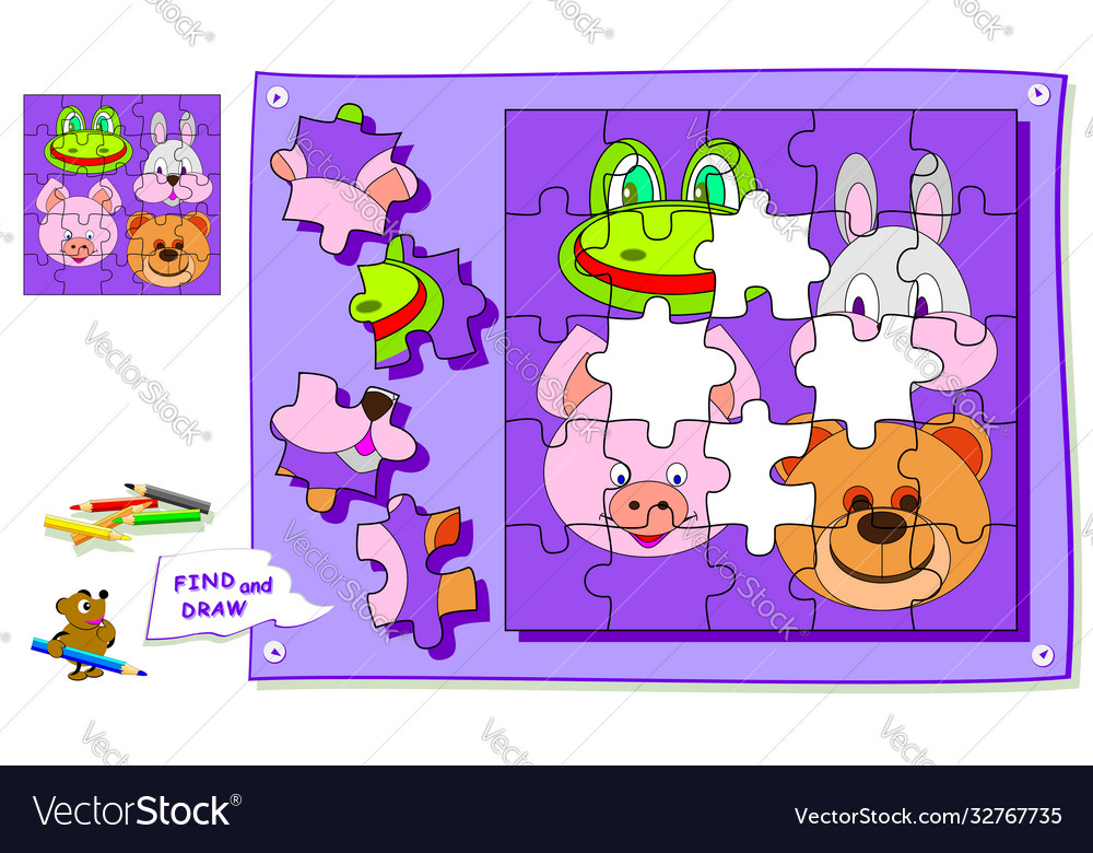 Logic puzzle game for kids need to find place Vector Image