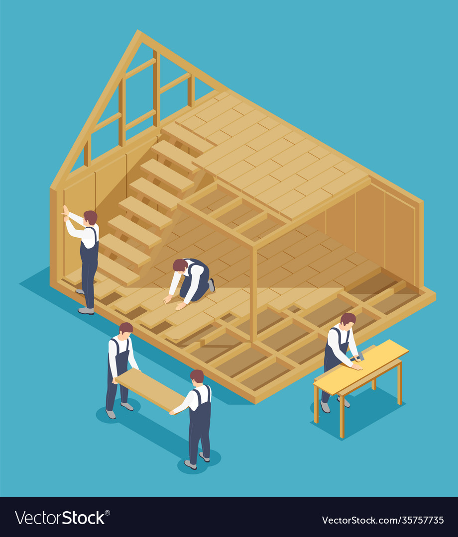 Modular house construction composition Royalty Free Vector Modular house construction composition Royalty Free Vector