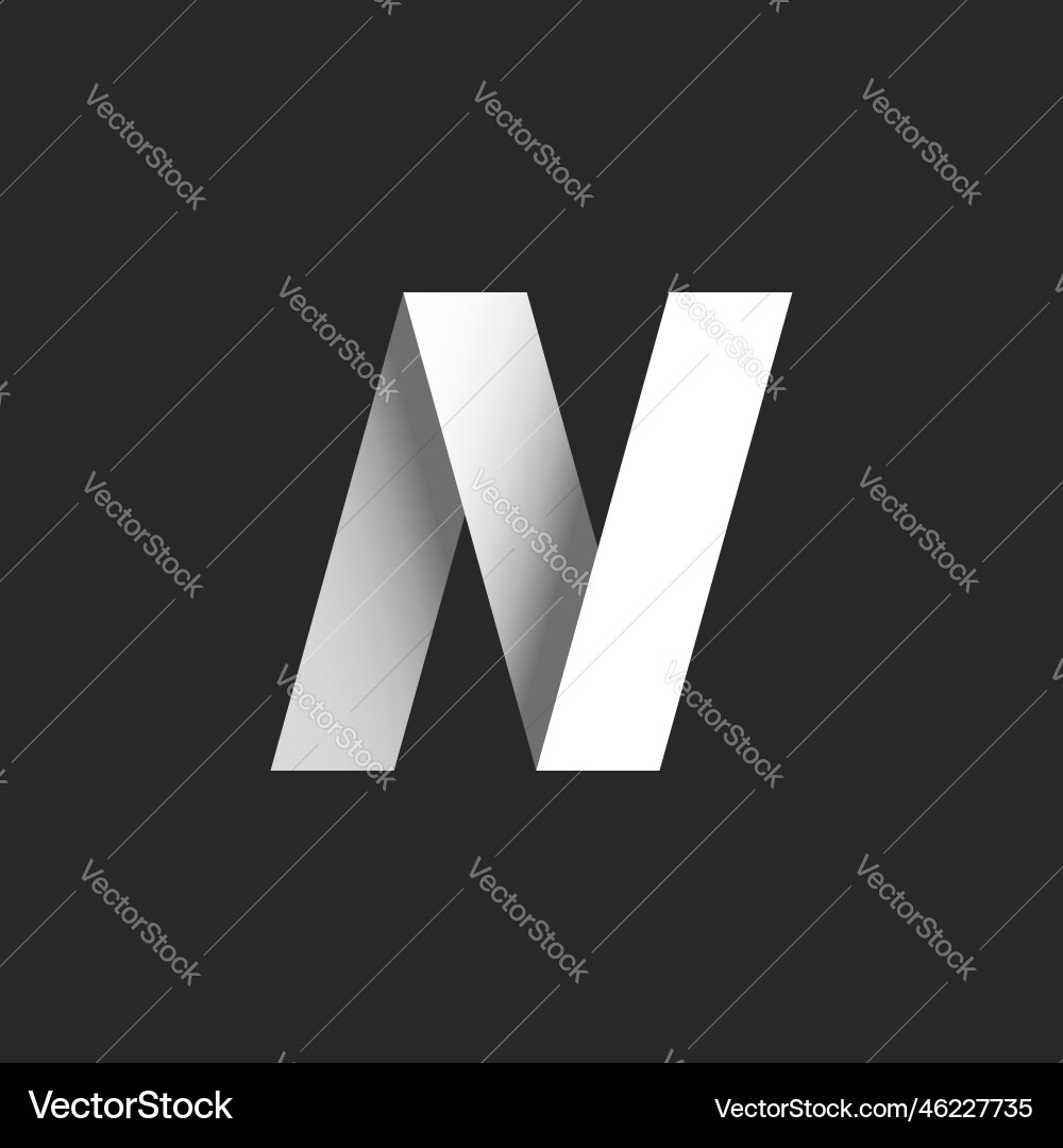 Monogram bold letter n 3d logo broken line symbol Vector Image