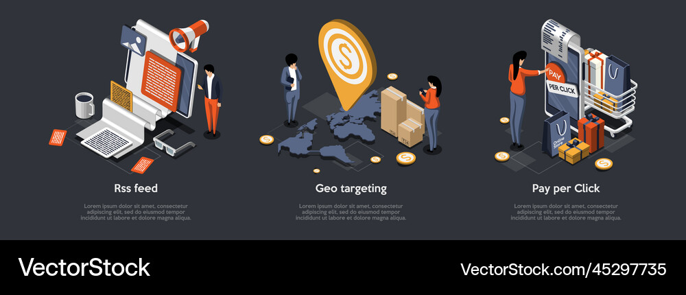 Online shopping store with bag pay per Royalty Free Vector