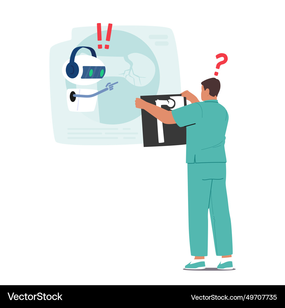 Physician employs an ai chat bot assistant Vector Image