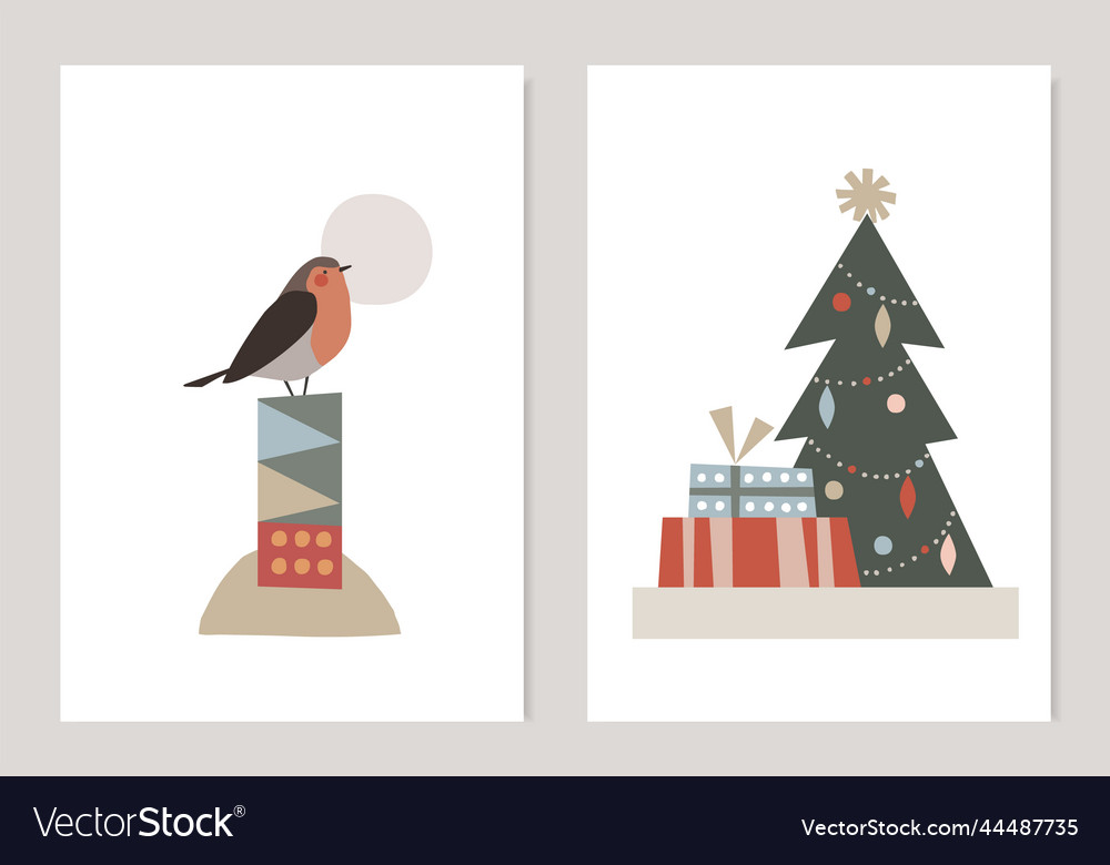 Retro christmas greeting cards invitations set Vector Image Retro christmas greeting cards invitations set Vector Image