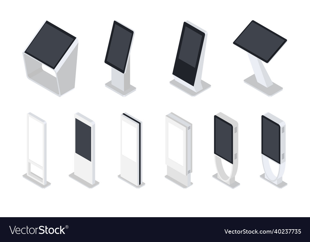 Set of isometric interactive information kiosks Vector Image