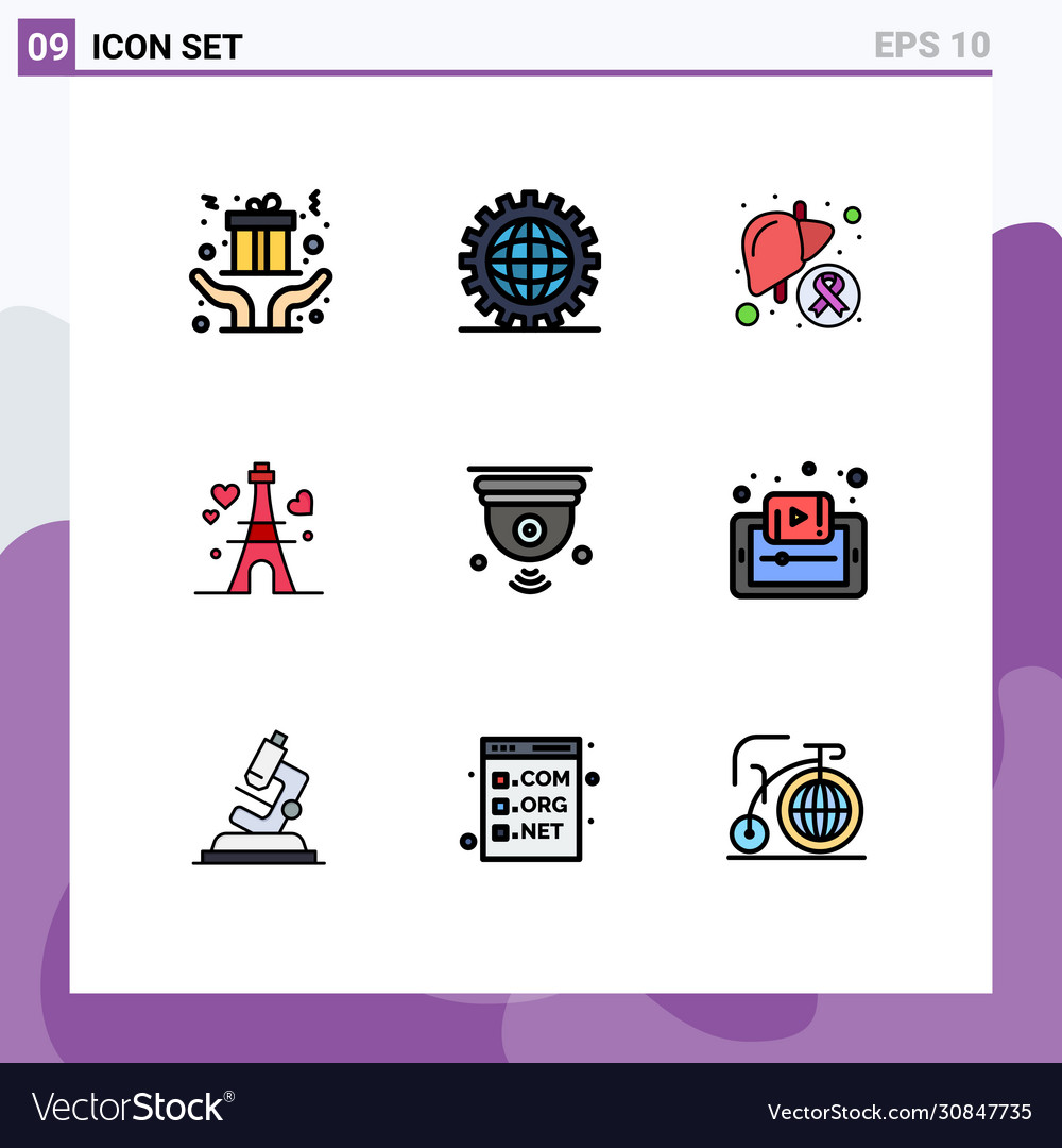 Stock icon pack 9 line signs and symbols for Vector Image