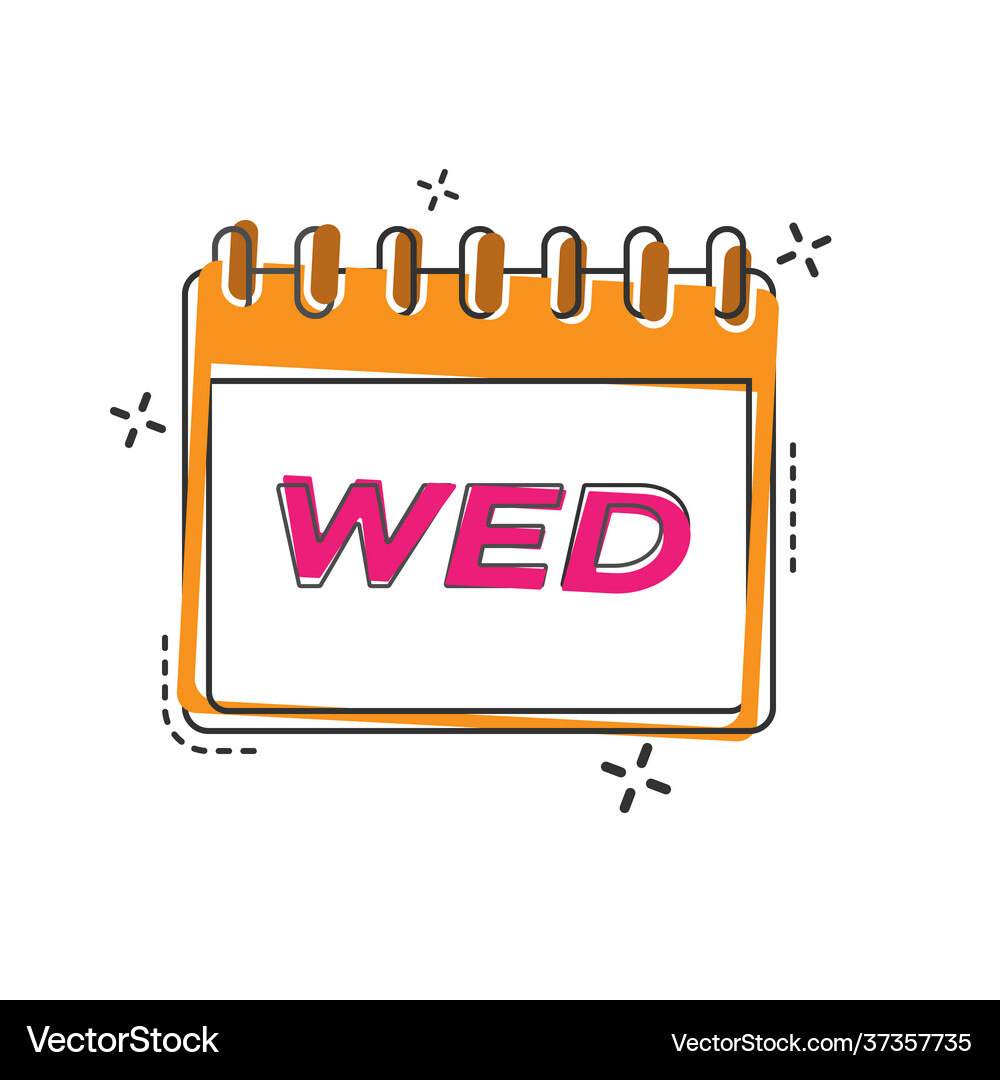Wednesday a flip calendar sheet with name Vector Image