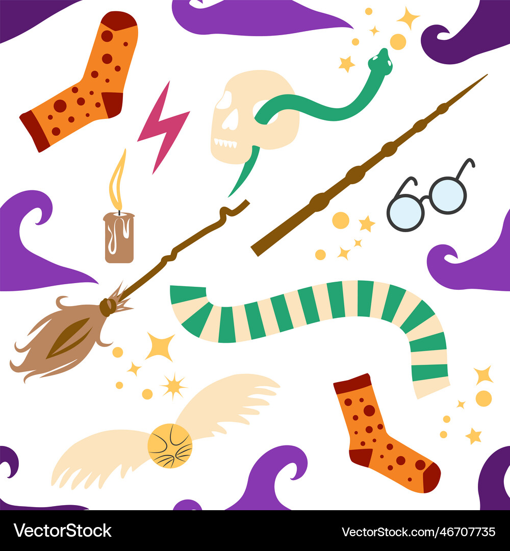 Witches school of magical objects seamless Vector Image