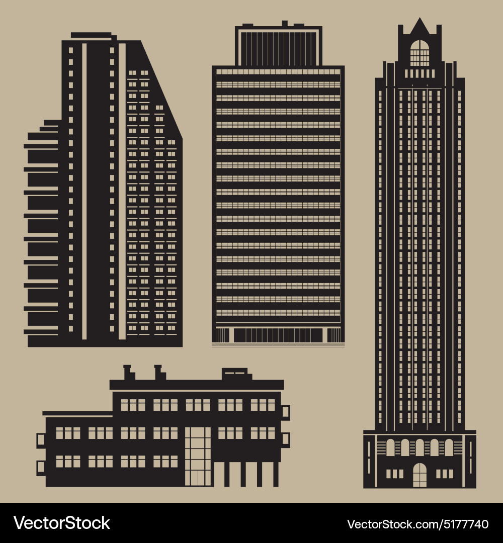 Buildings set with skyscrapers Royalty Free Vector Image