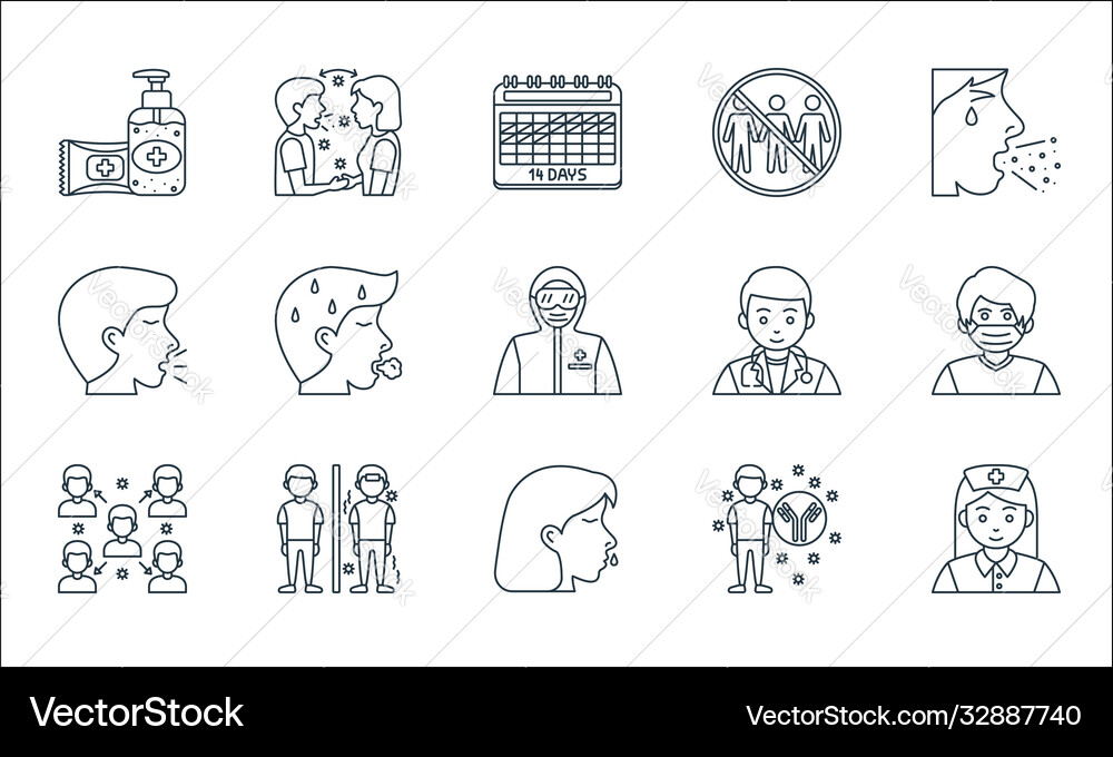 Coronavirus covid19 line icons linear set quality Vector Image
