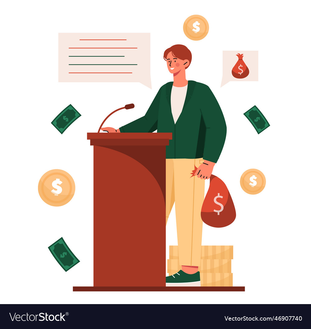 Corrupt politician concept Royalty Free Vector Image