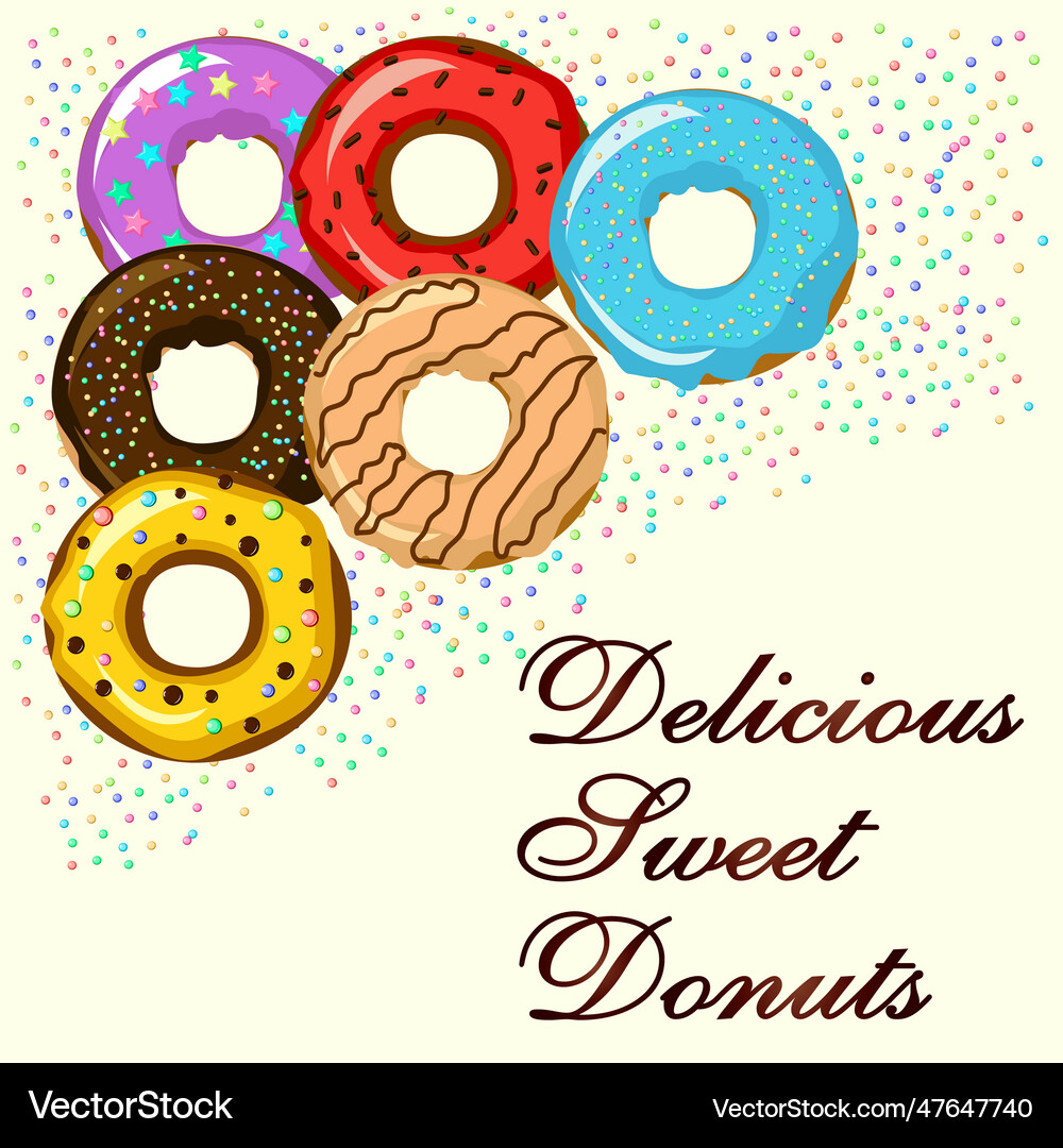 Donuts with colorful sprinkles Royalty Free Vector Image