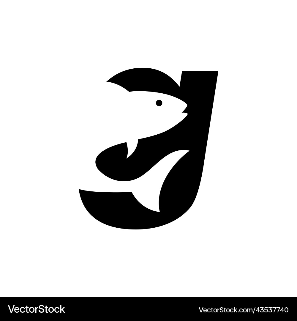 Fishing logo letter g with fish design Royalty Free Vector