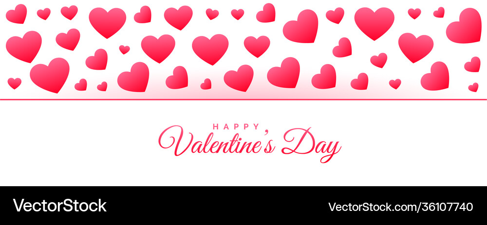 Happy valentines day hearts pattern banner design Vector Image
