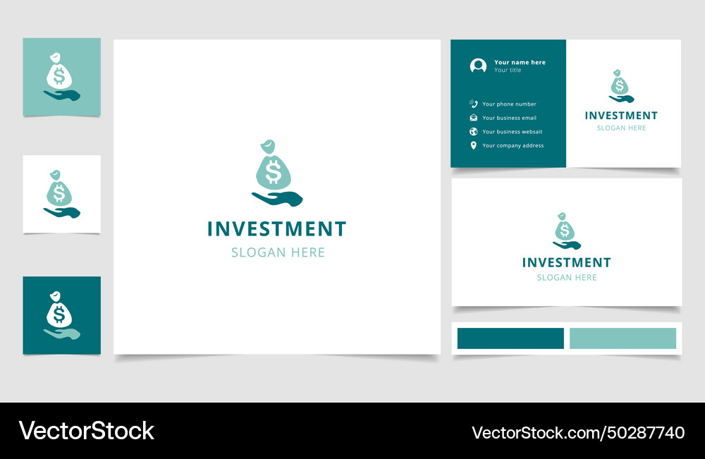 Investment logo design with editable slogan Vector Image