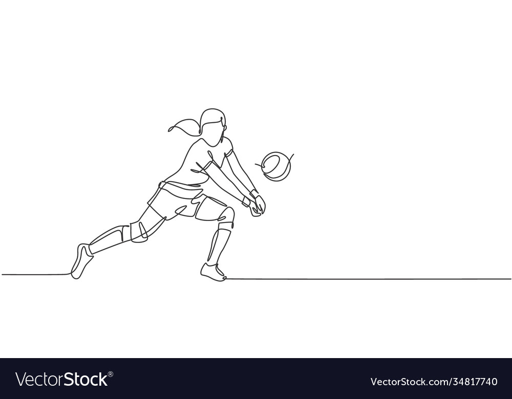 One continuous line drawing young female Vector Image