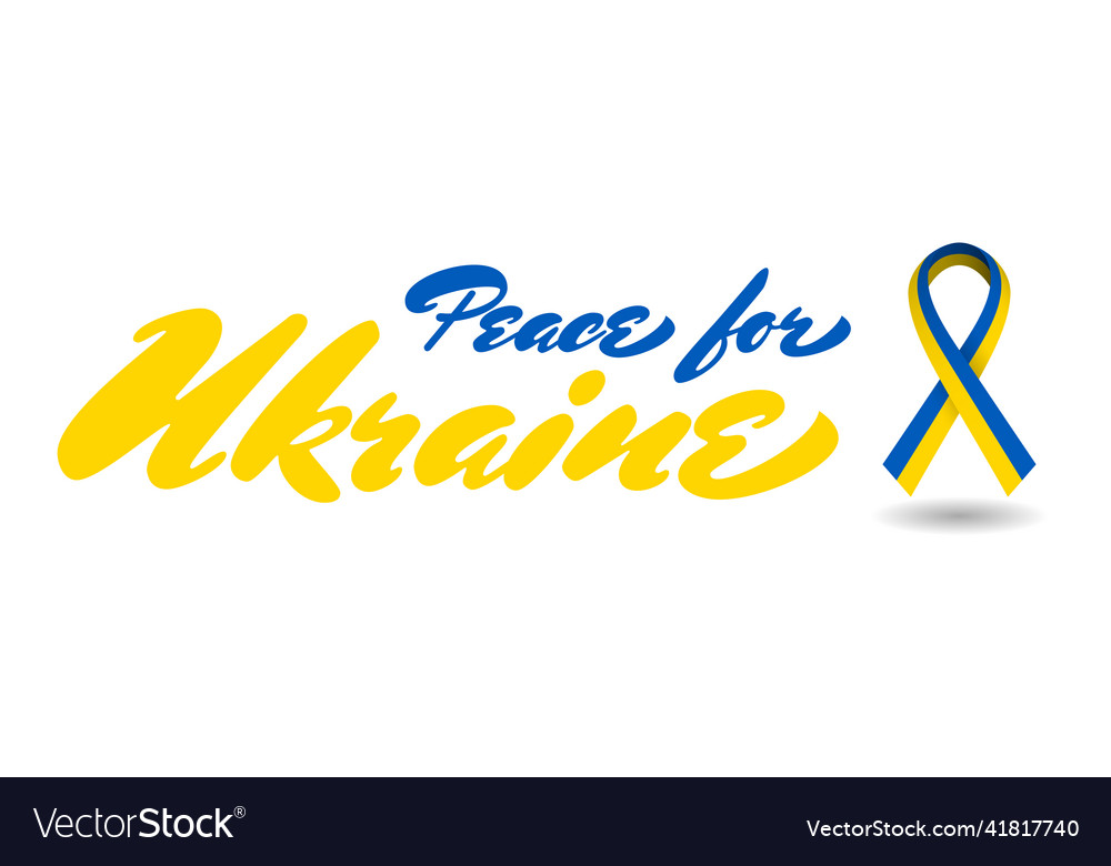 Peace for ukraine quote with mourning ribbon Vector Image