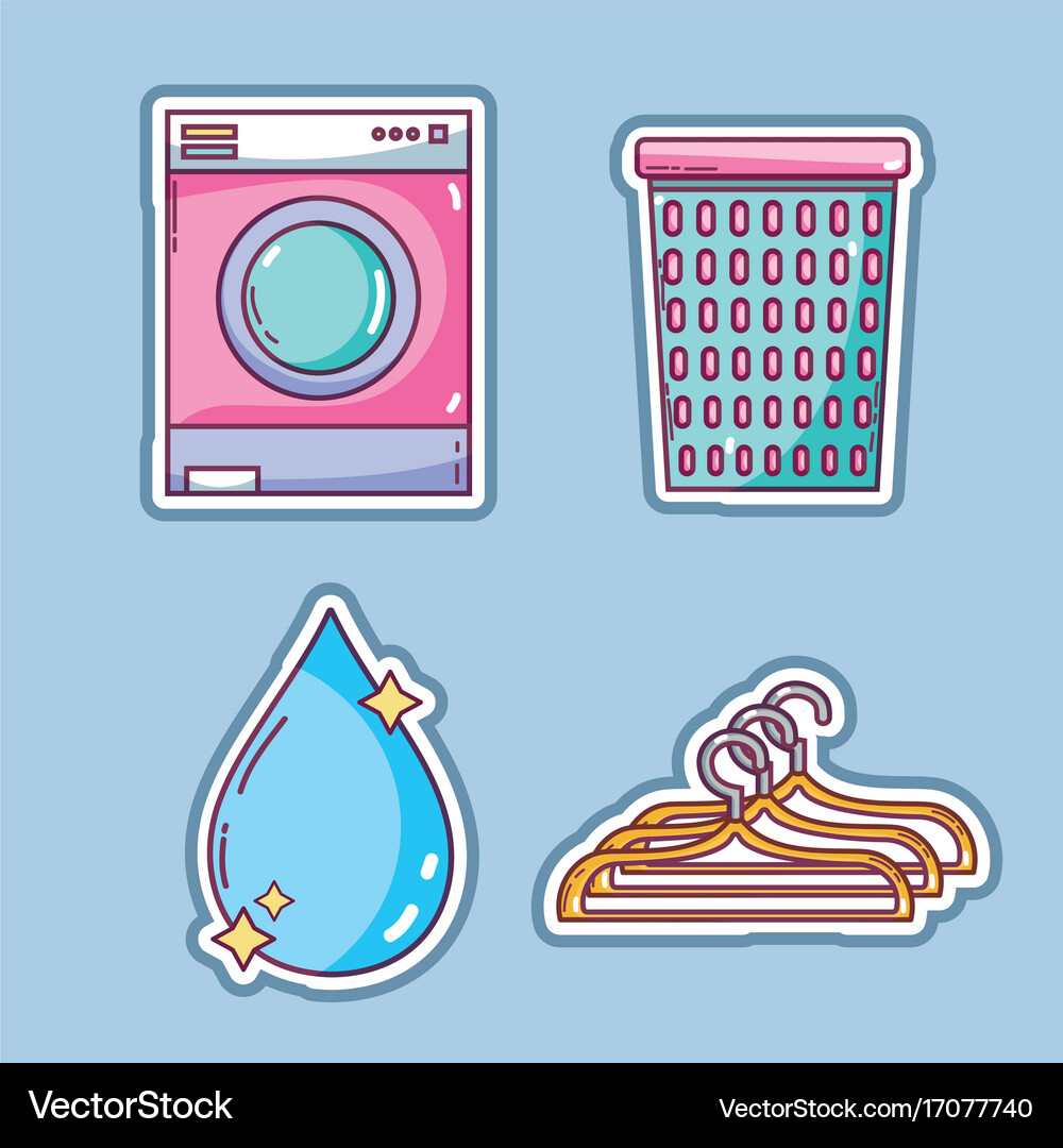 Set laundry equipment to clean the clothes Vector Image