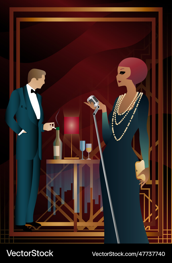 Singer on stage people drink alcohol Royalty Free Vector