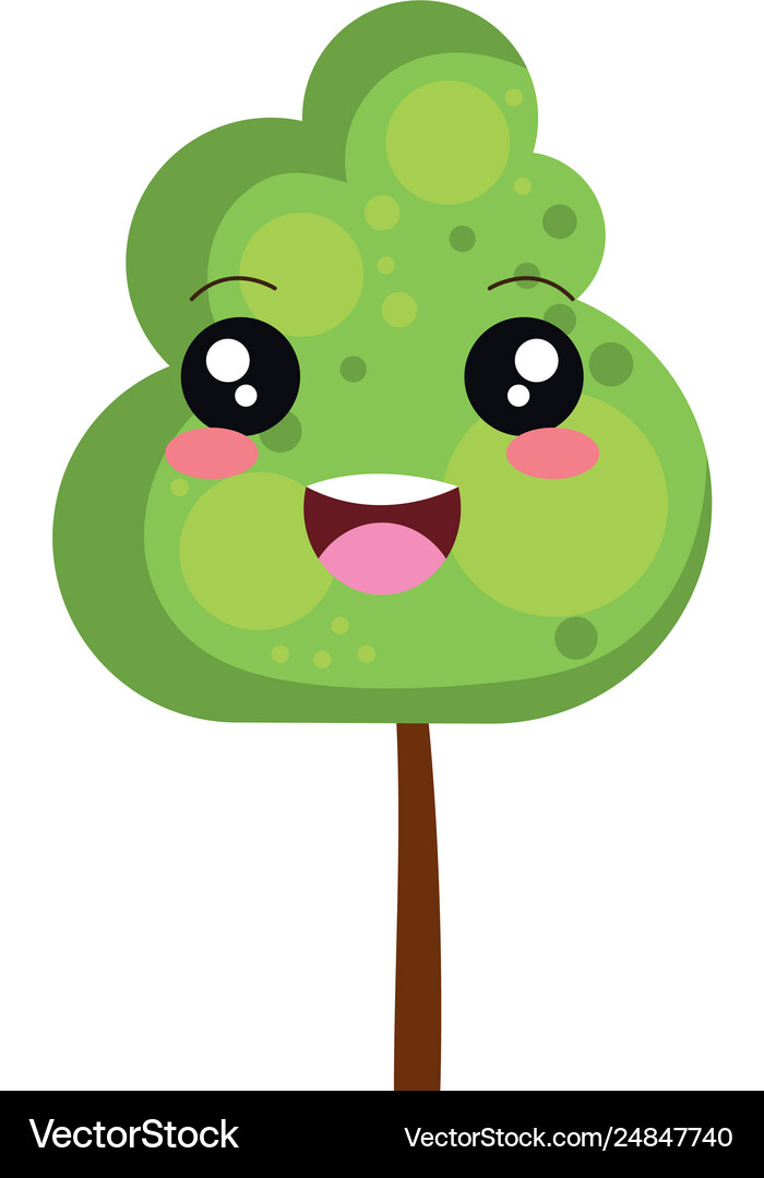 Tree plant natural kawaii character Royalty Free Vector