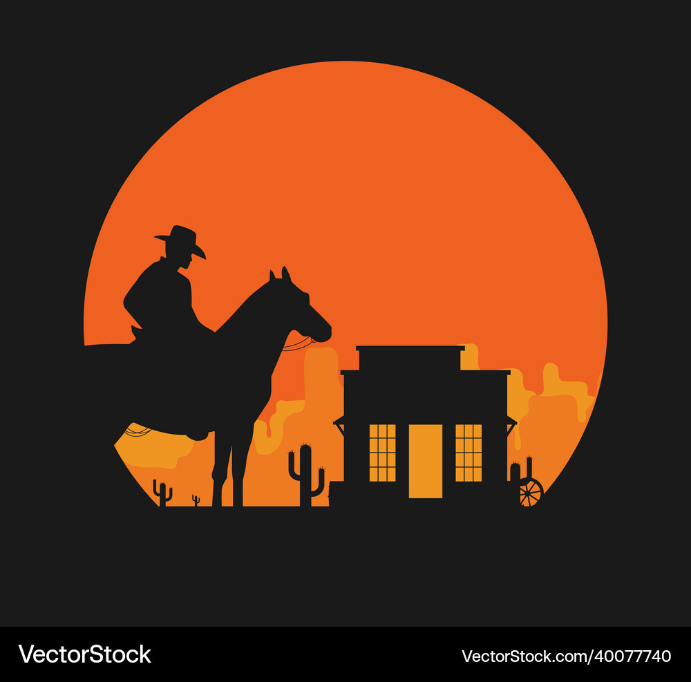 Western desert landscape at sunset Royalty Free Vector Image