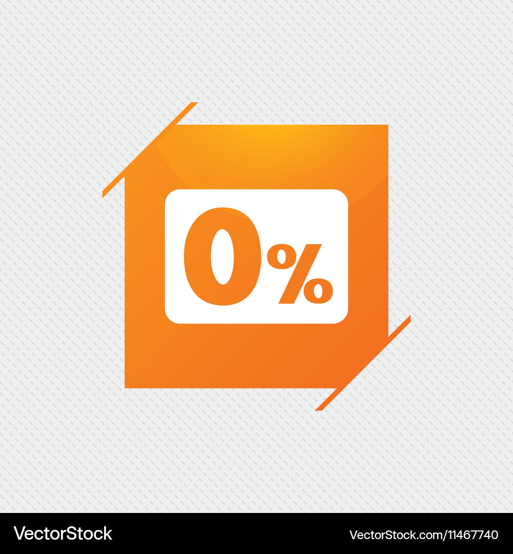 Zero percent sign icon Zero credit symbol Vector Image