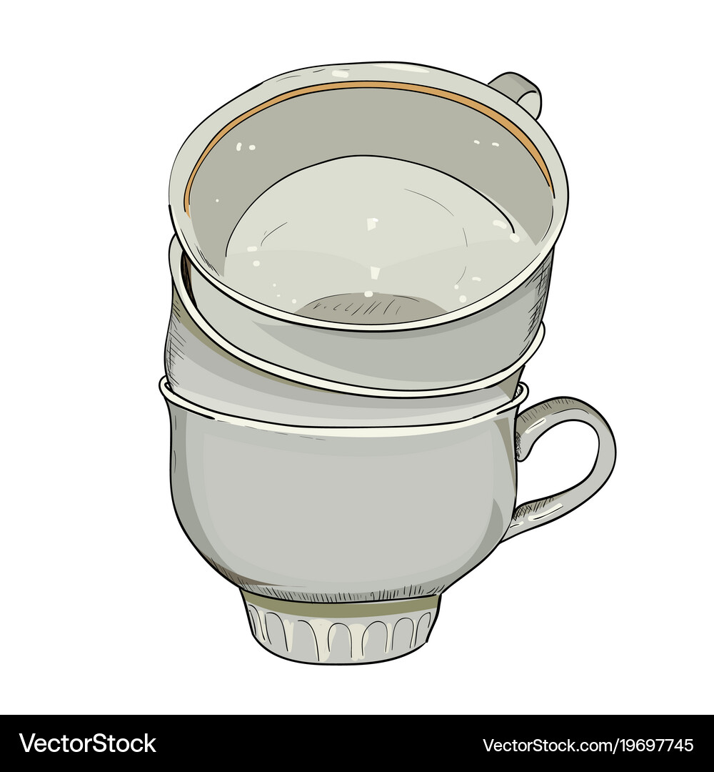 Color sketch of cups Royalty Free Vector Image