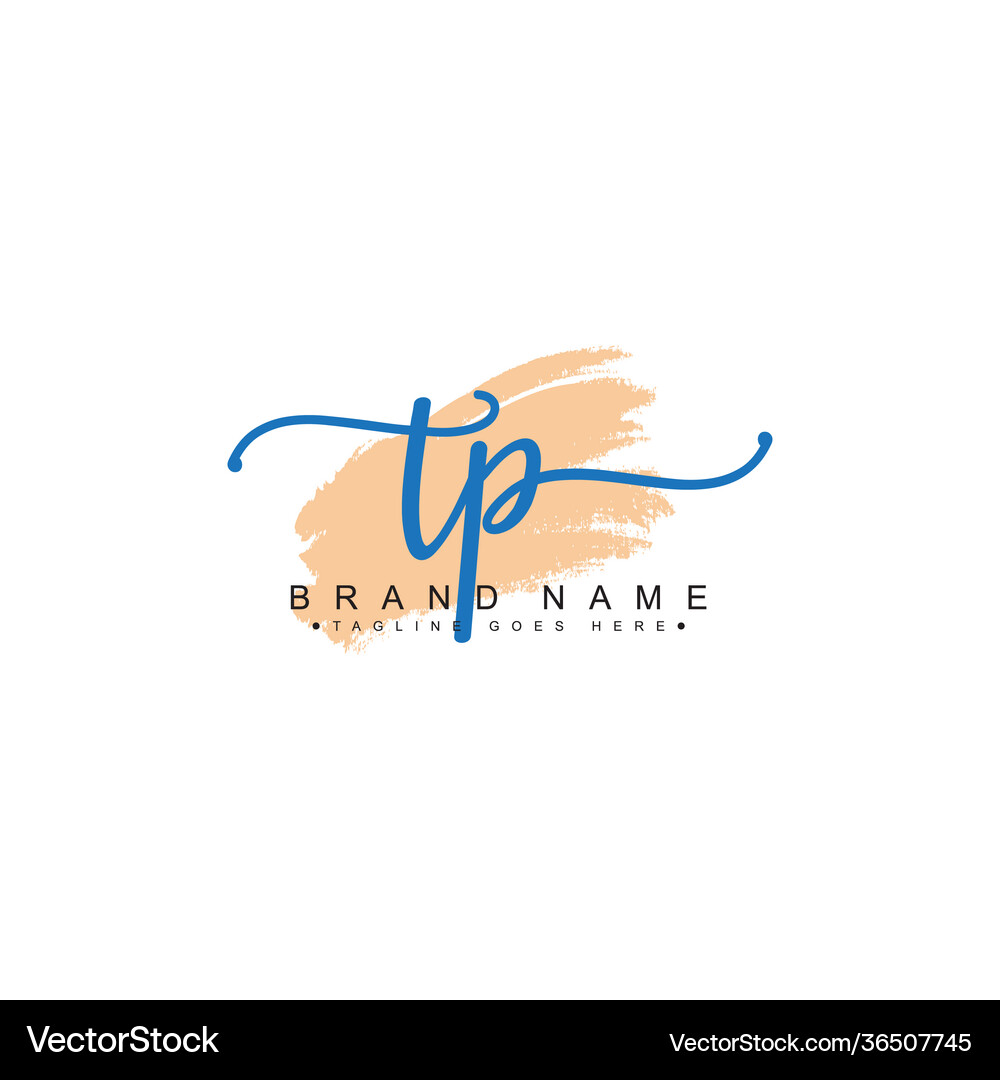 Handwritten signature logo for initial letter tp Vector Image