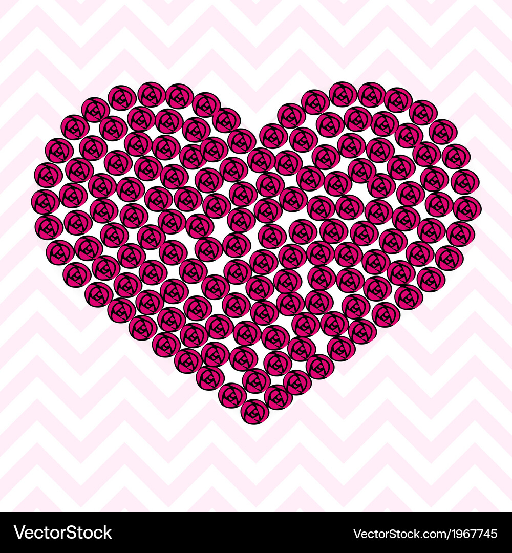 Pink heart pattern made of roses Royalty Free Vector Image