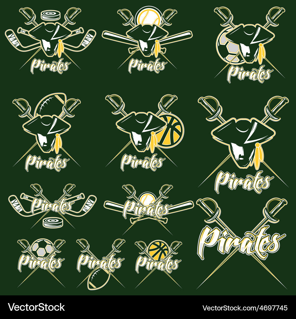 Pirates sport teams labels set Royalty Free Vector Image