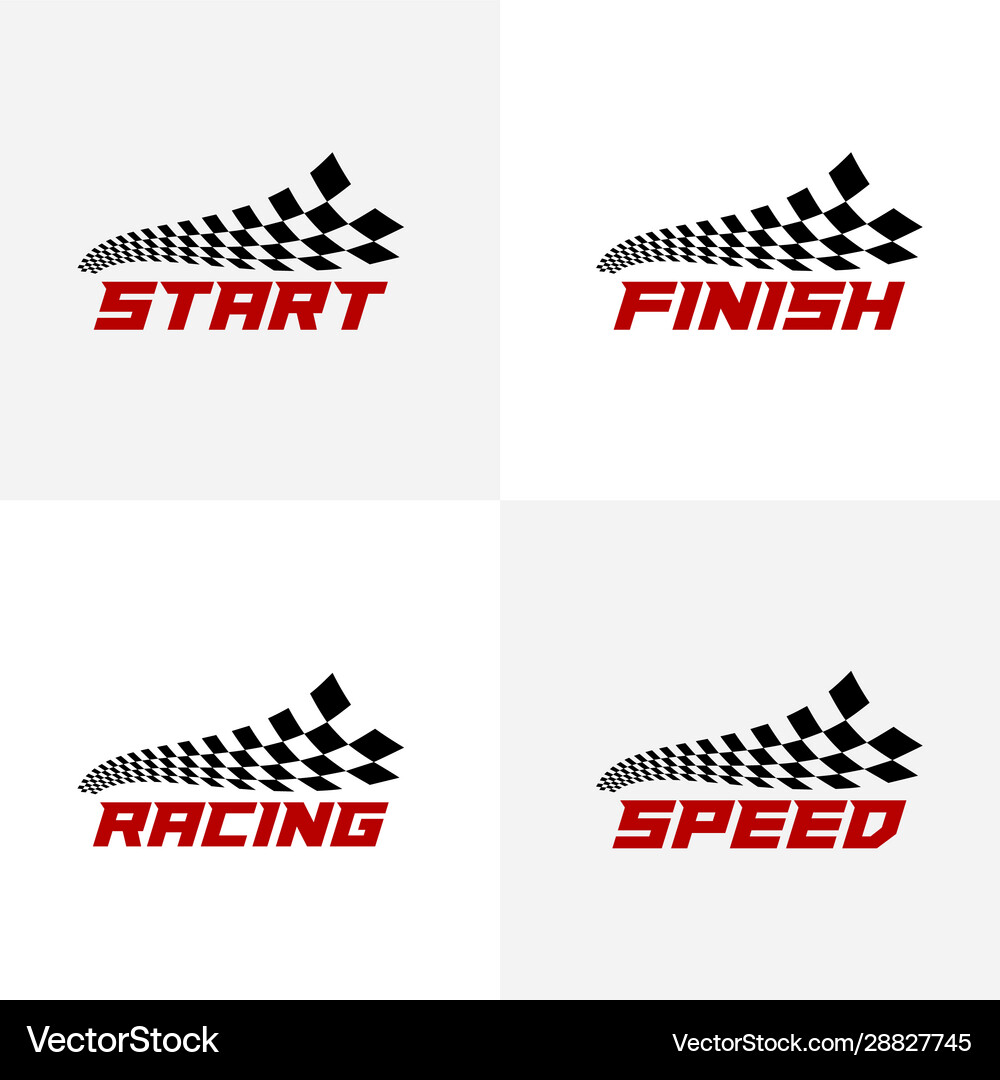 Set race flag logo icon racing concept Royalty Free Vector