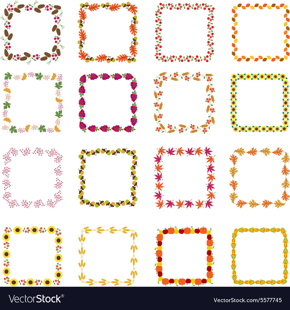 Square autumn frames Royalty Free Vector Image