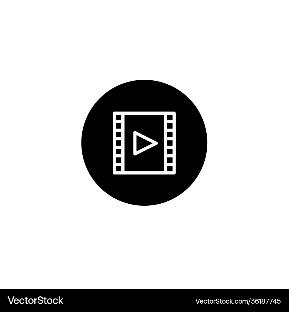 Video player icon in black round style icon pixel Vector Image