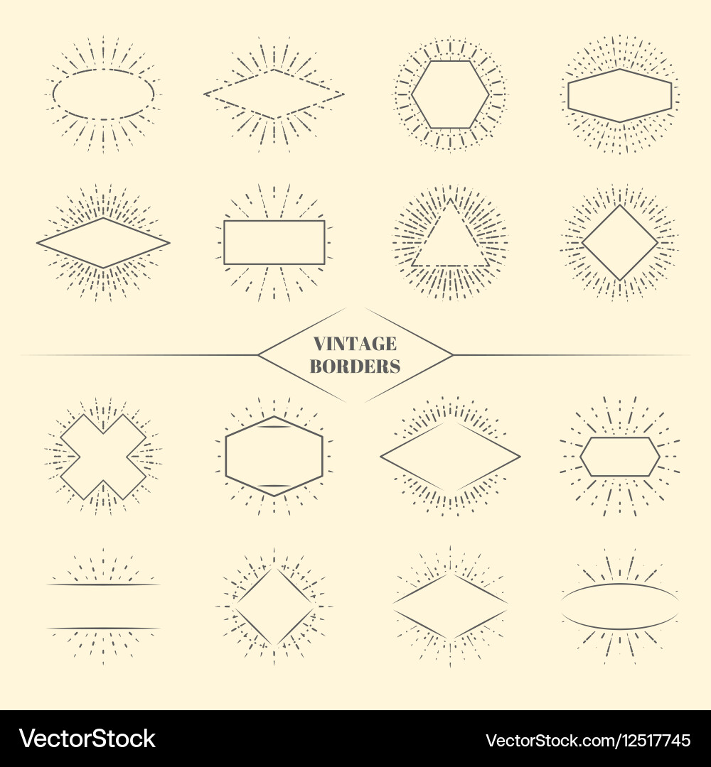Vintage beauty sun rays borders or retro circles Vector Image