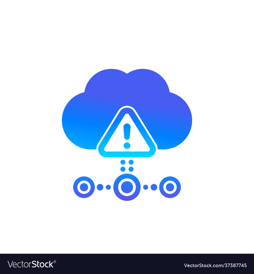 Warning icon with cloud hosting error Royalty Free Vector
