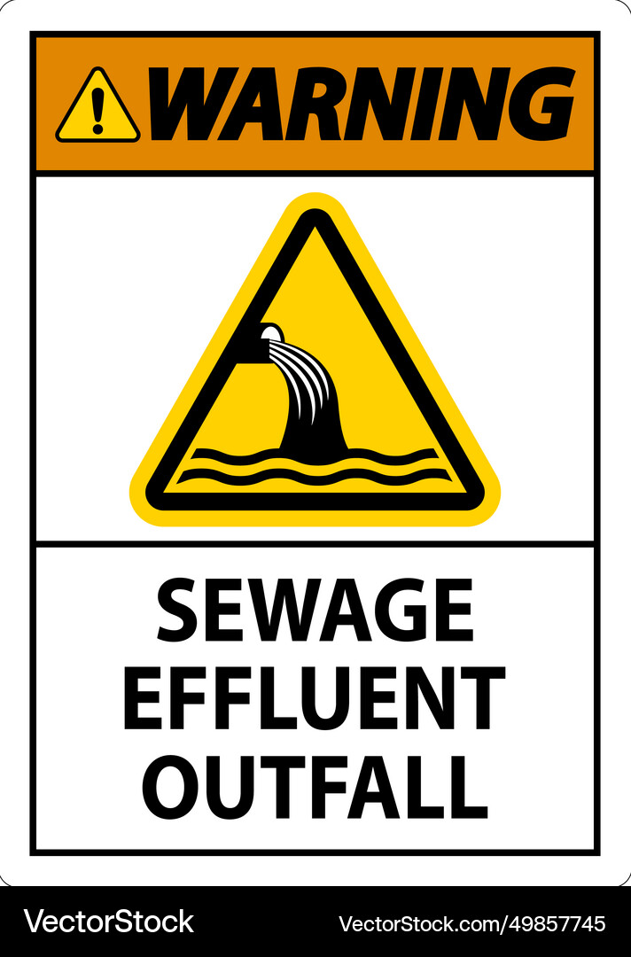 Water safety sign warning - sewage effluent Vector Image