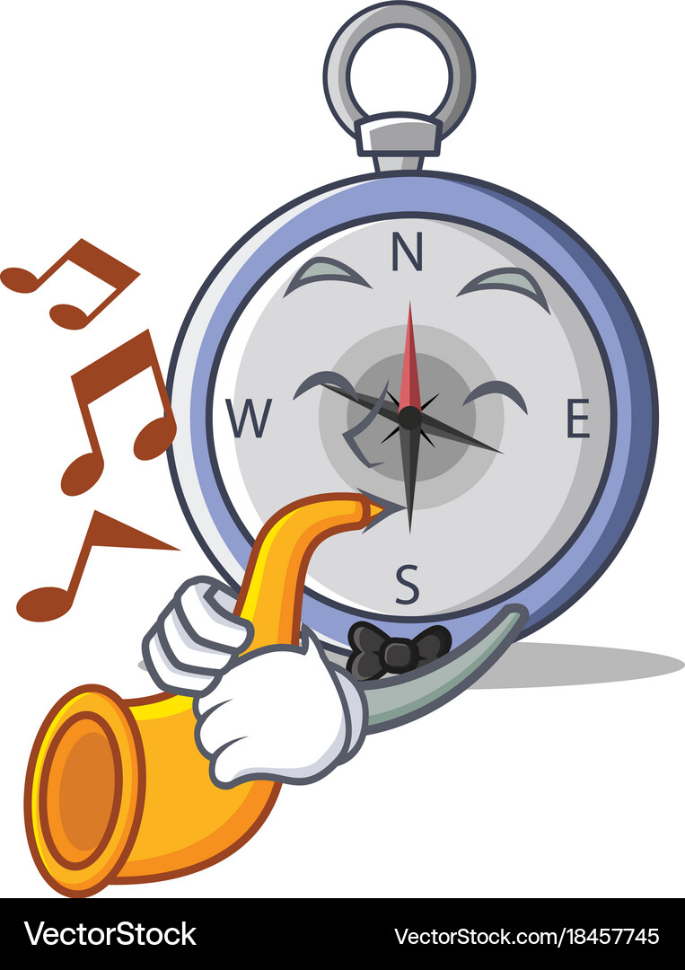 With trumpet compass character cartoon style Vector Image