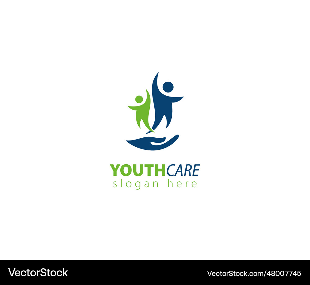 Youth children care logo design Royalty Free Vector Image