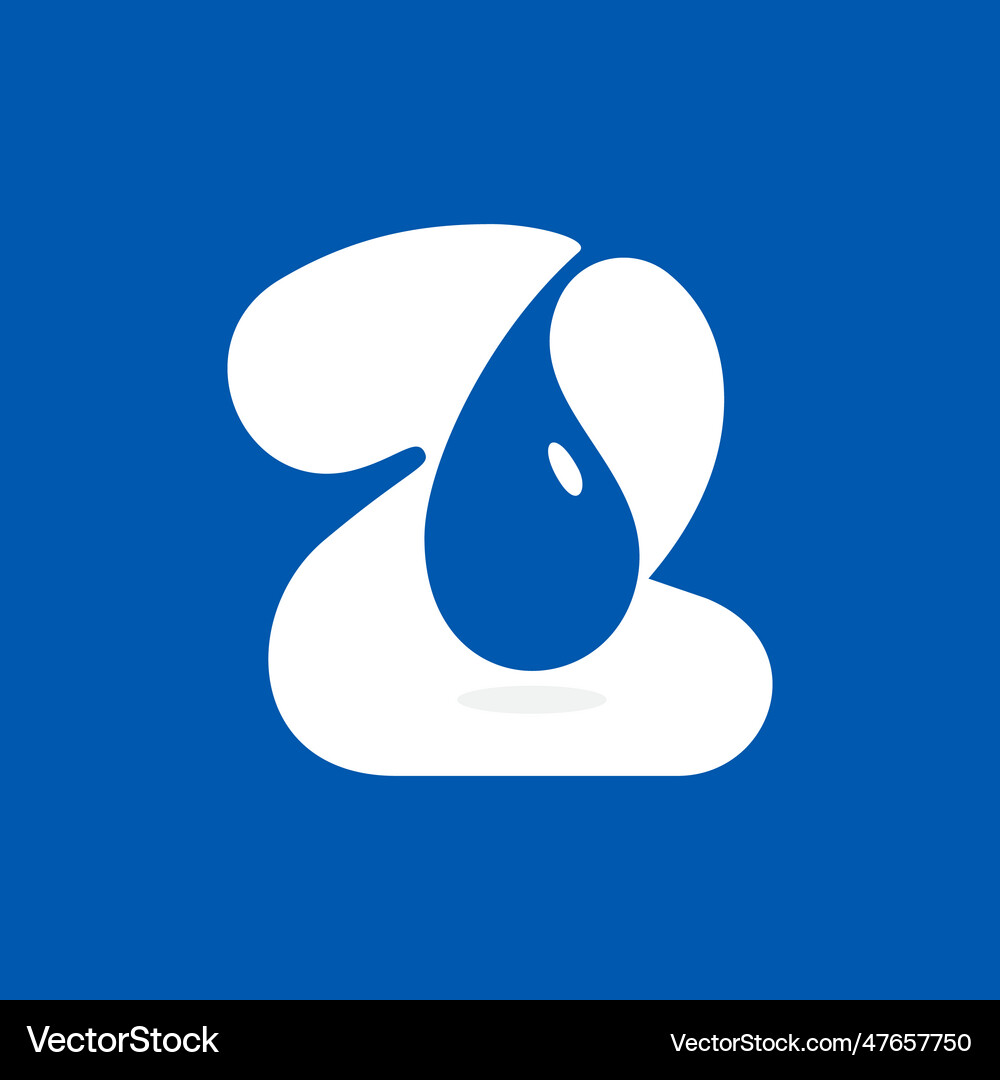 2 logo number two with blue water dew drops Vector Image
