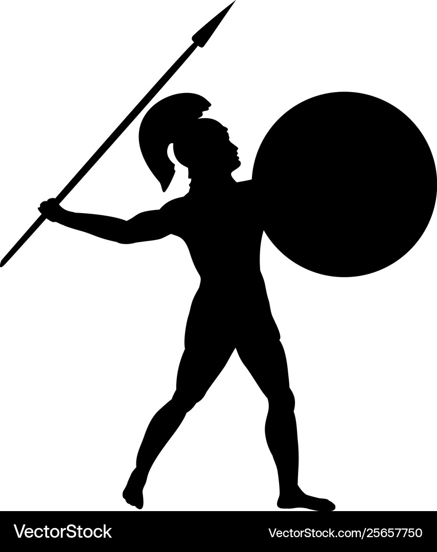 Ares Warrior Silhouette - Ancient Battle Vector Image