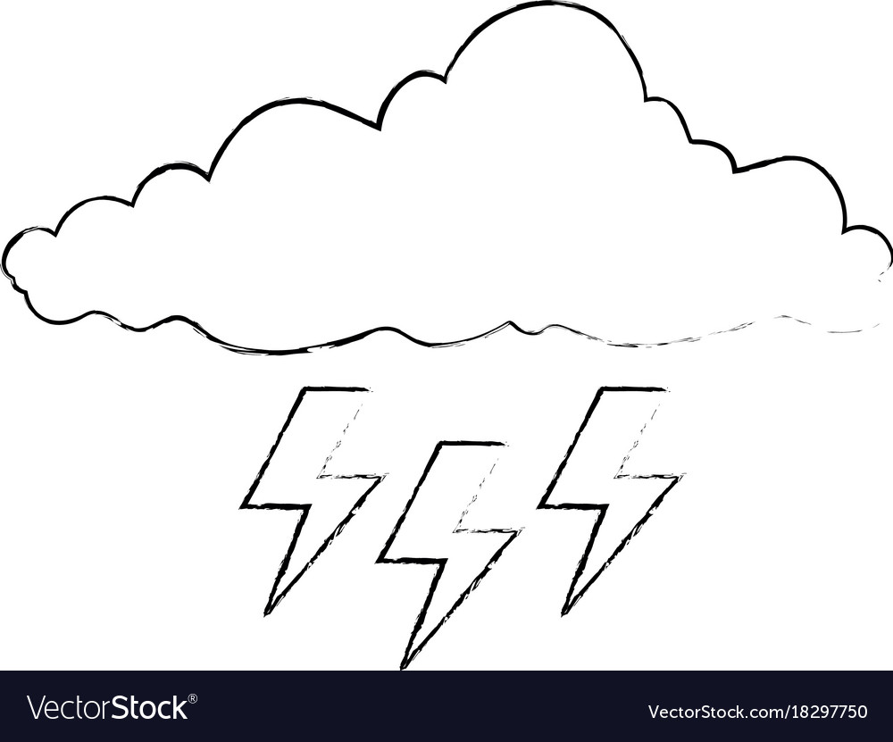 Cloud with rays storm Royalty Free Vector Image
