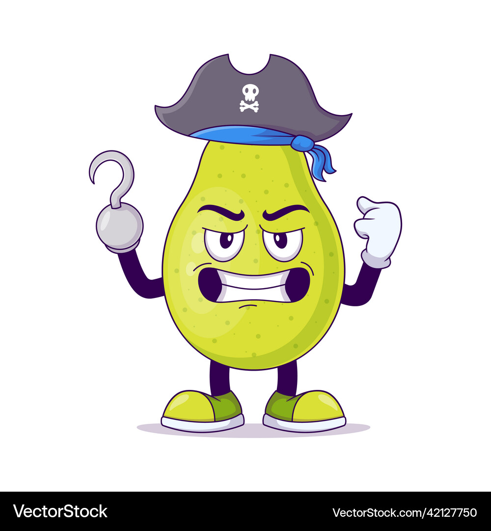 Cute pear pirate cartoon design Royalty Free Vector Image