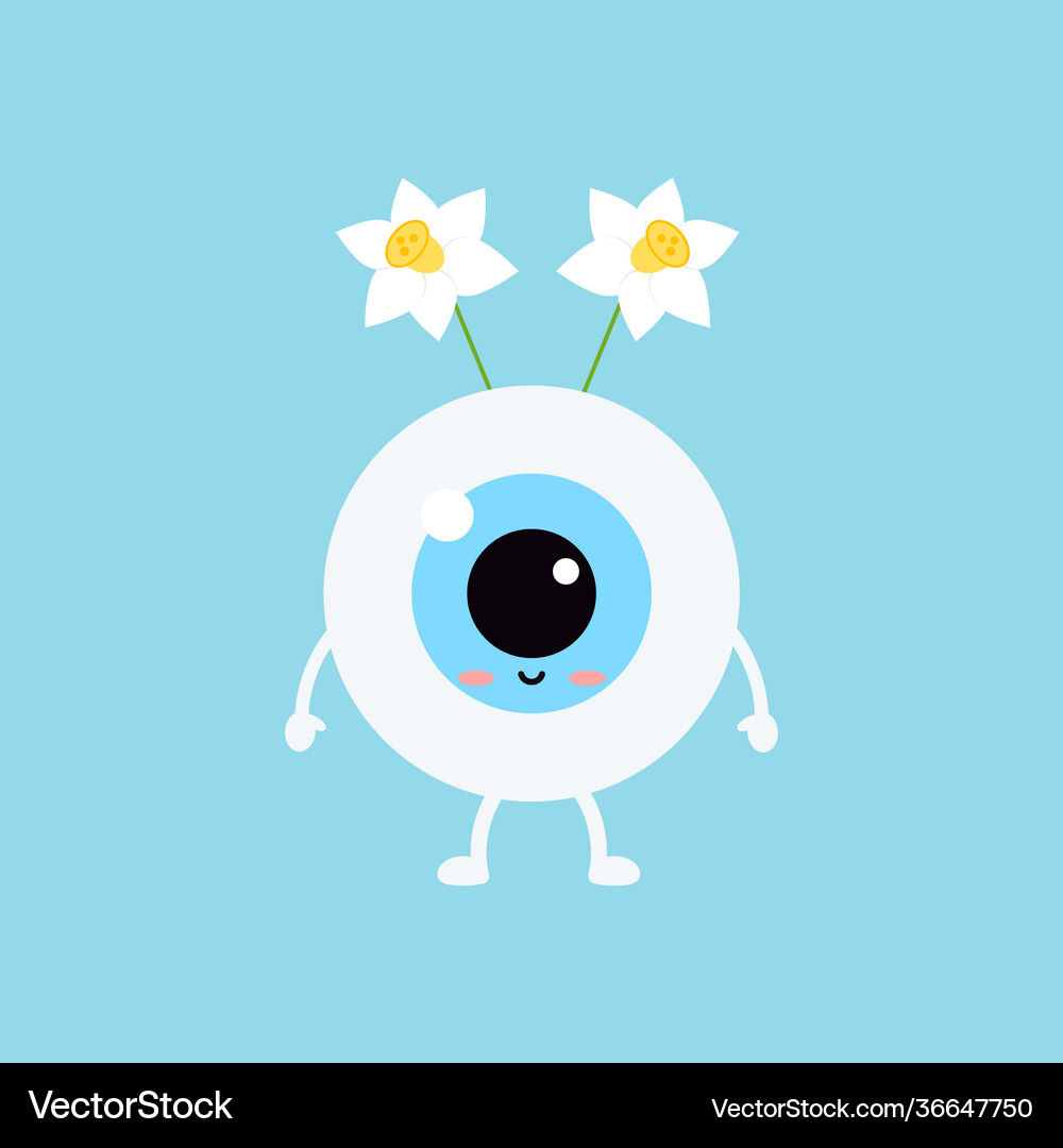 Easter cute eye ball with narcissus accessory icon