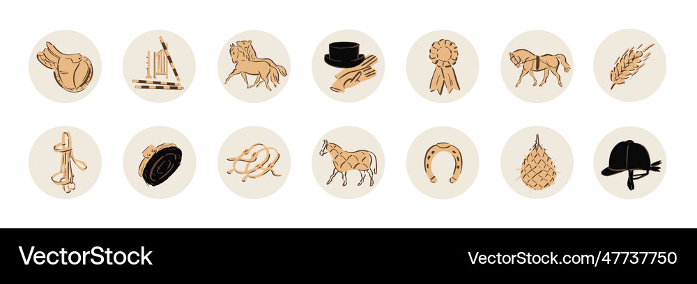 Equestrian Icon Set - Horse & Tack Royalty Free Vector