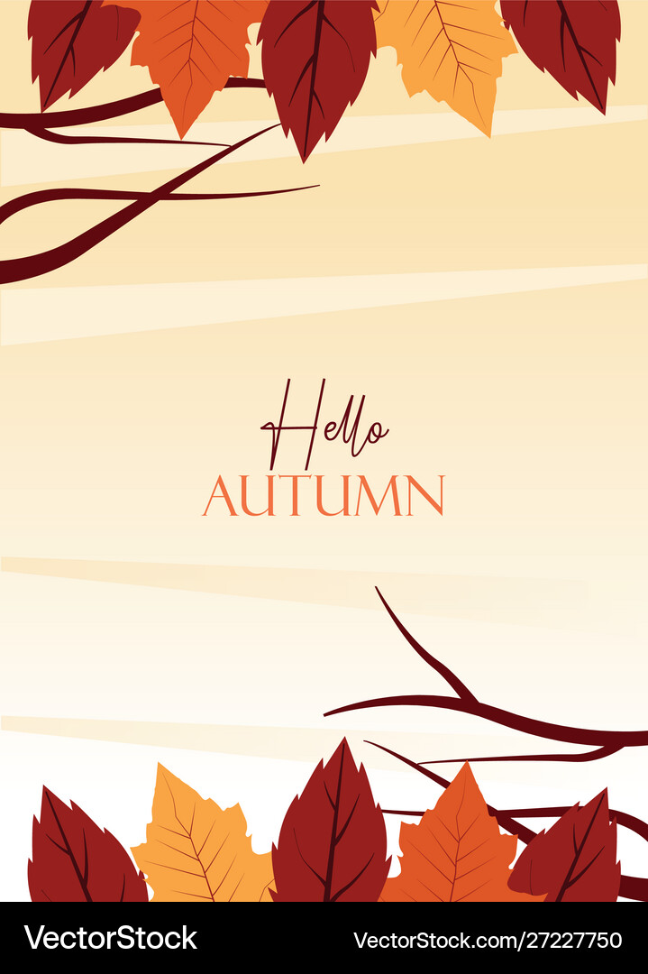 Hello autumn season with tree branches scene Vector Image
