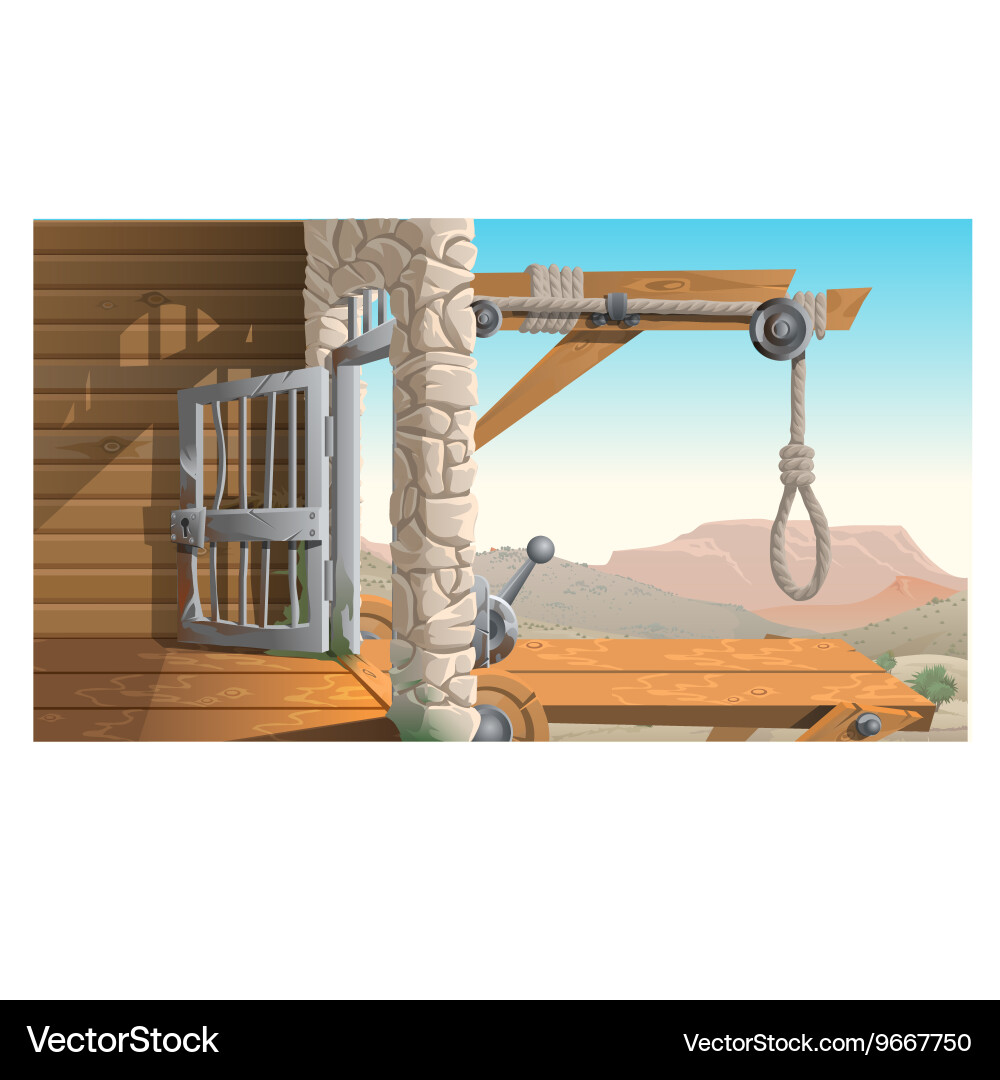 Location prison and scaffold in wild west Vector Image
