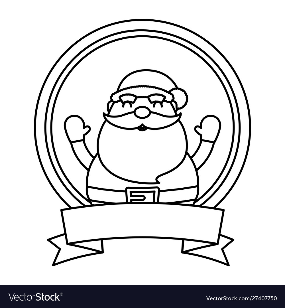 Merry christmas santa claus with circular frame Vector Image
