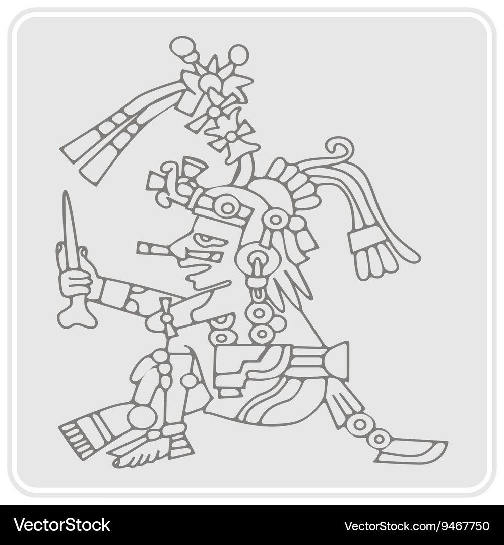 Monochrome icon with symbols from aztec codices Vector Image