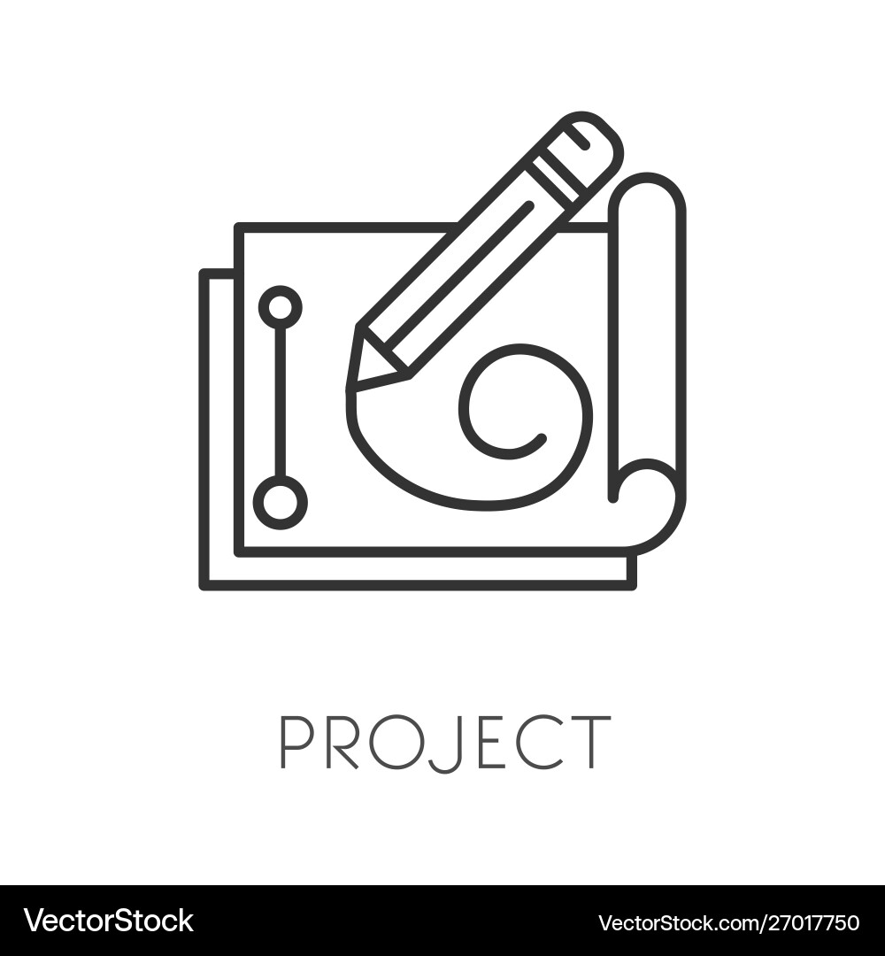 Project or draft paper and pencil drawing on Vector Image