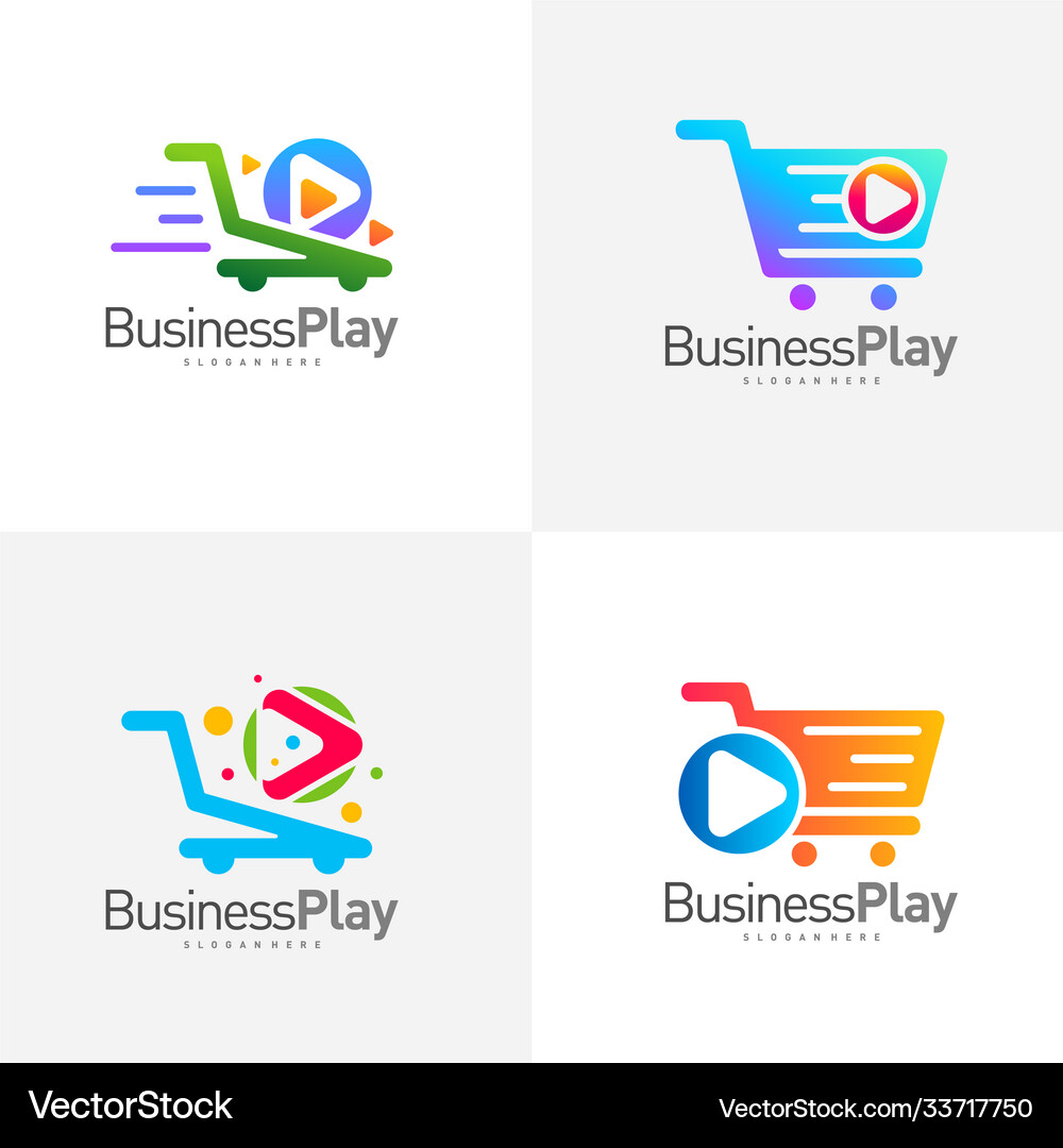Set play shop logo design template icon Royalty Free Vector